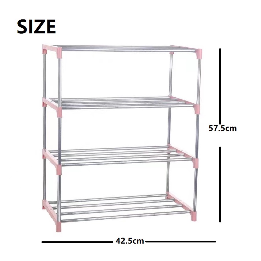 4 layer Simple Multi 5 Layer Shoe Rack Stainless Steel Easy Assemble ...