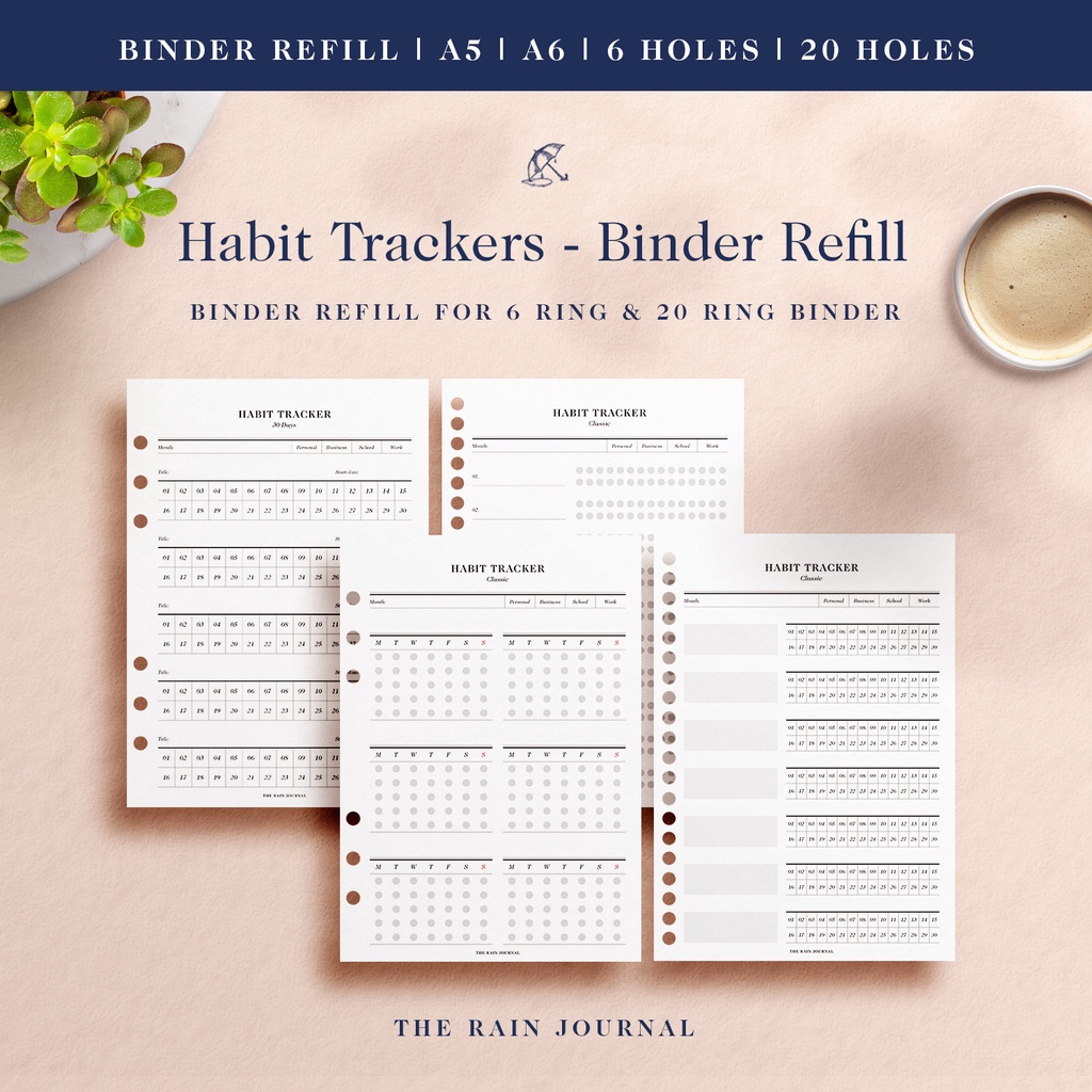 Habit Tracker / 30 Days Checklist - Binder Refill, Planner Refill, A5 ...