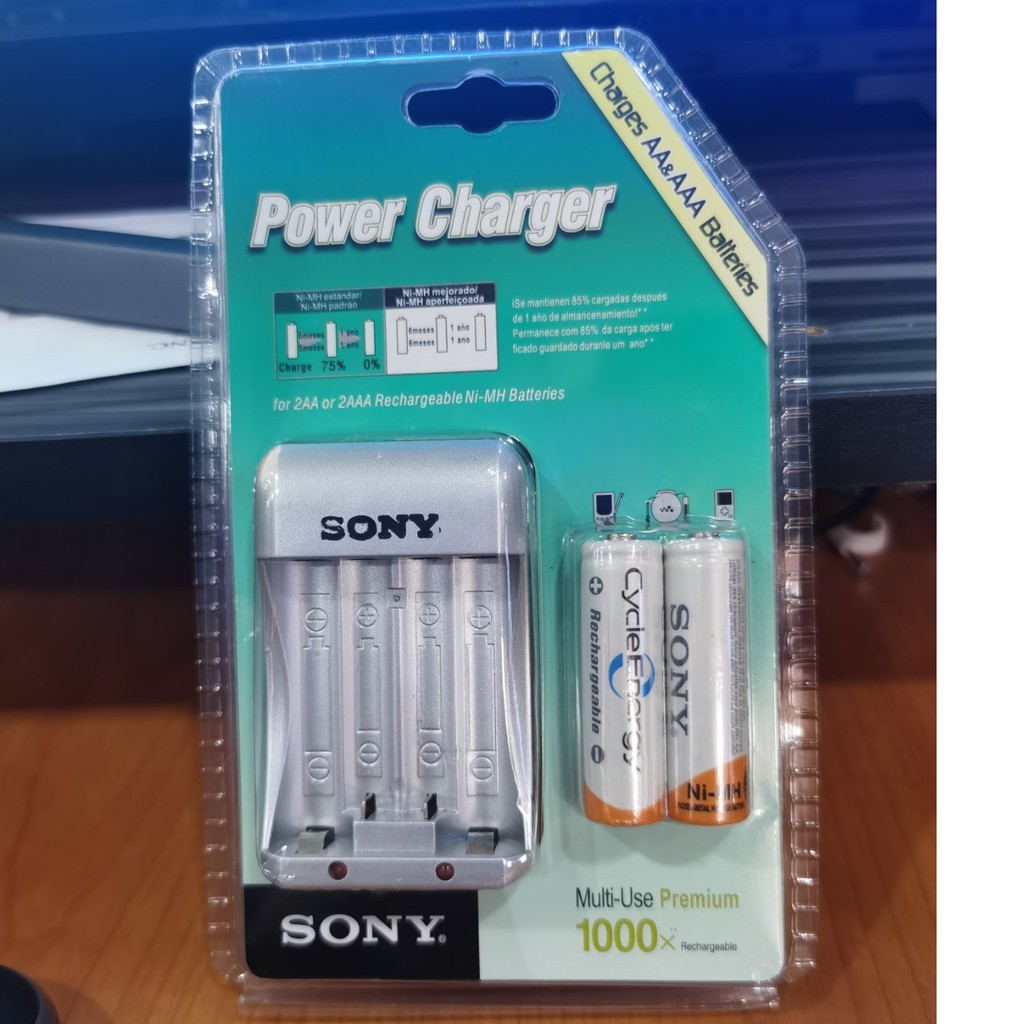 SONY Compact Charger With 2pcs AA/AAA Rechargeable Batteries | Shopee ...