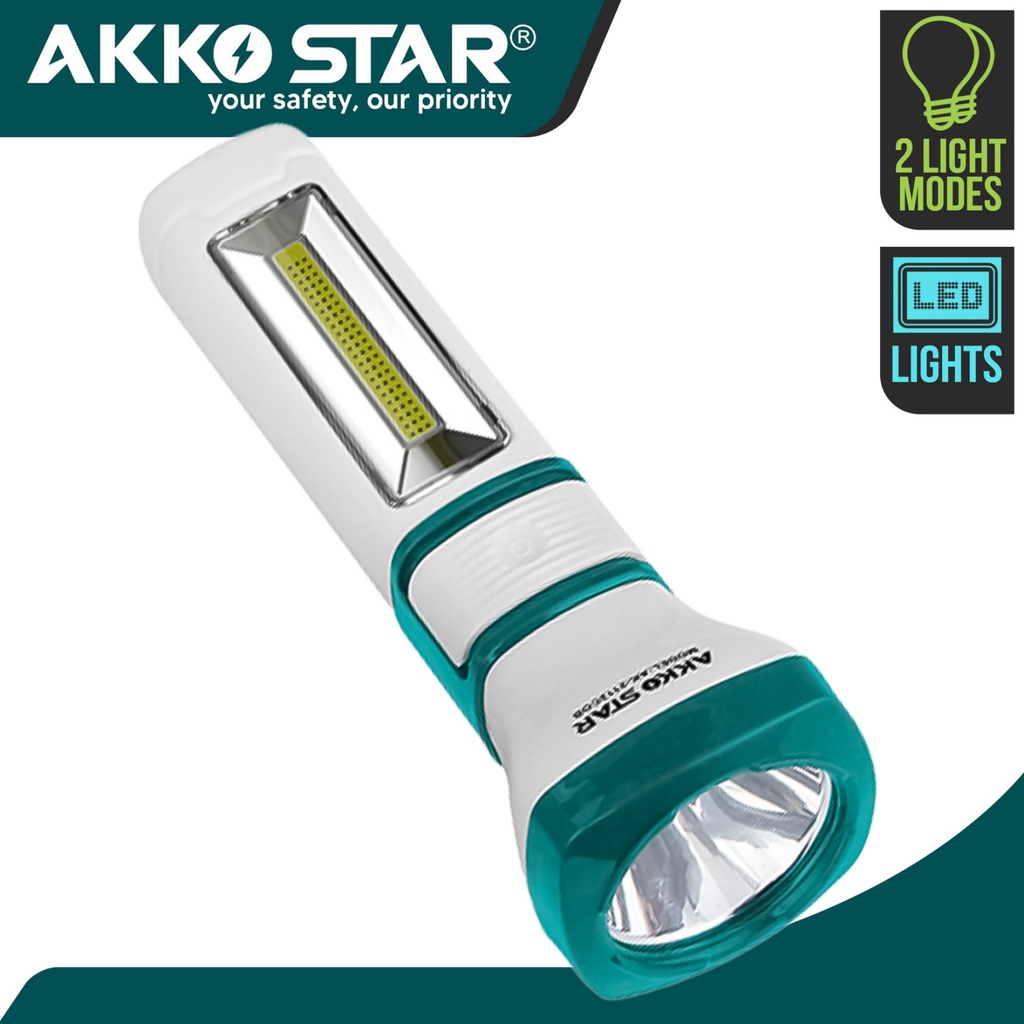 AKKO STAR 2 in 1 PURE LED Rechargeable Flashlight & Torch (2W + 1W ...