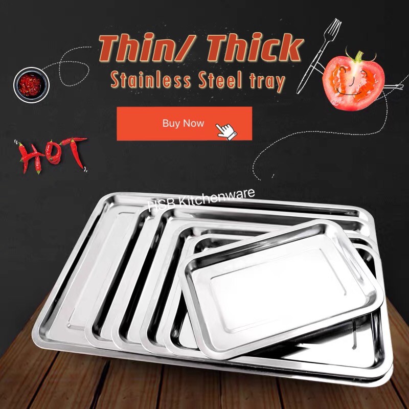 Thin/Thick STAINLESS TRAY / FOOD TRAY / SERVING TRAY B-07 D/S-22 ...