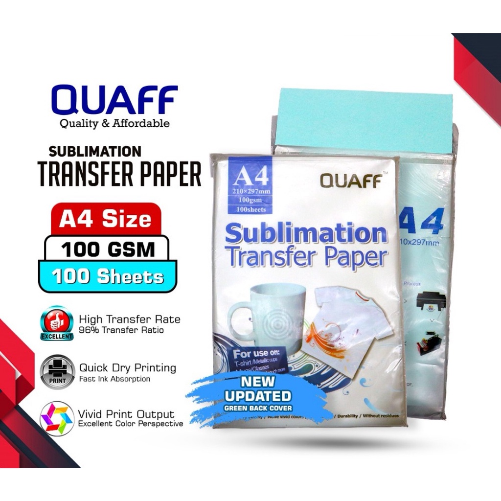 A4 Size QUAFF Sublimation Paper 100gsm - Quick Dry Sublimation Paper ...