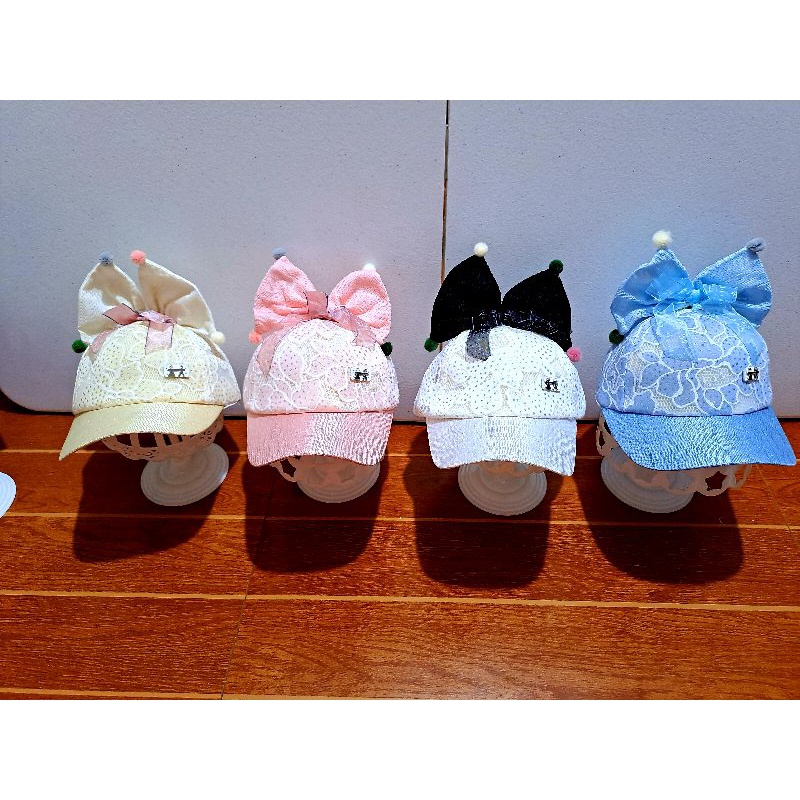 4 Different Colors Cap / Lace Bowknot Sun Hat / Cap for kids Girl, 3 ...