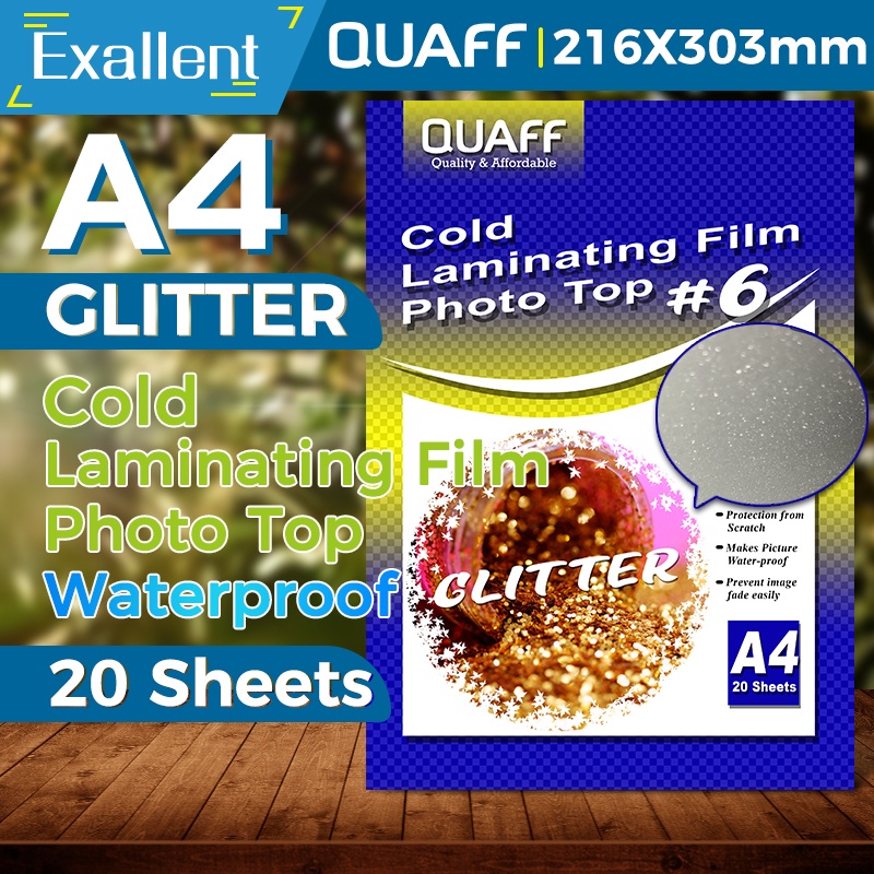 Glitter Cold Laminating Film Photo Top A4 Size 20 Sheets Quaff Brand ...