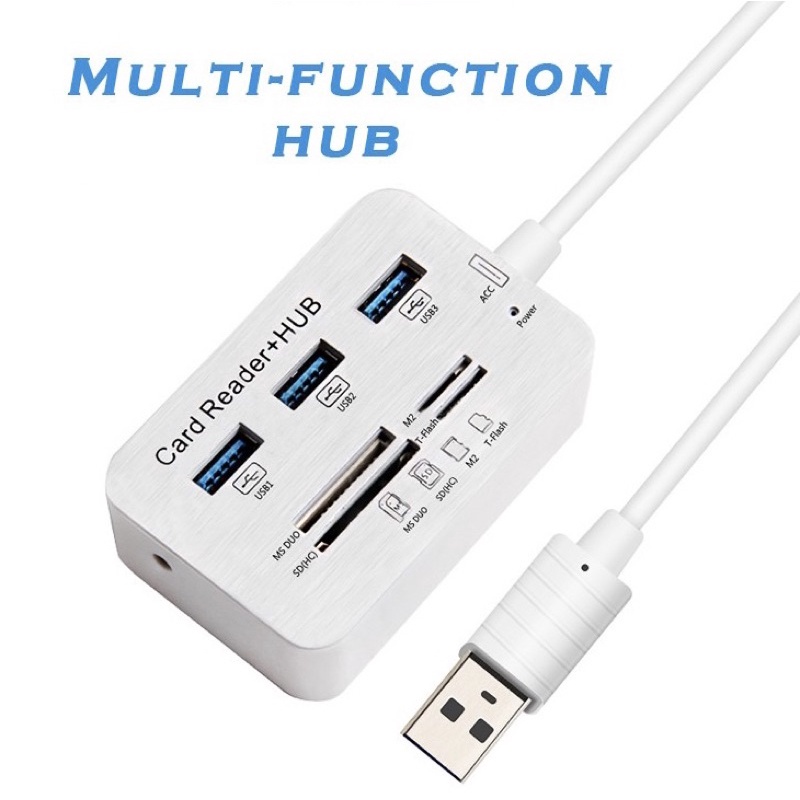 Combo 3 Port 2.0 Usb hub + 4 Slot Card Reader (Combo usbhub) | Shopee ...
