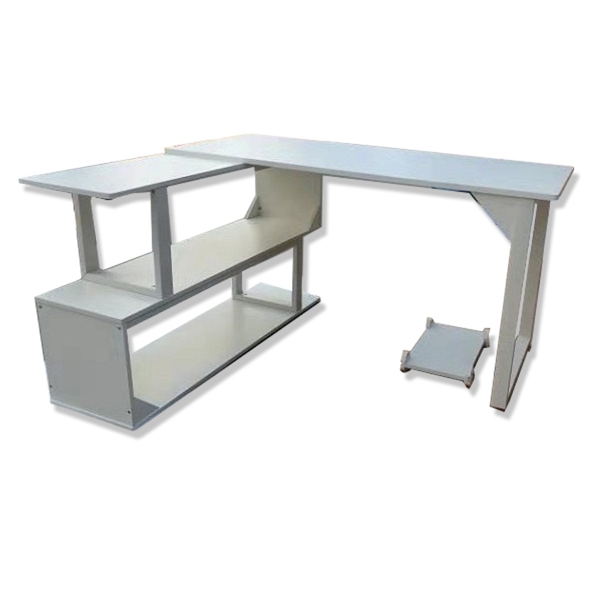 Rotating Swivel Office Desk L-Shaped Desk Table With S Shelves | Shopee ...