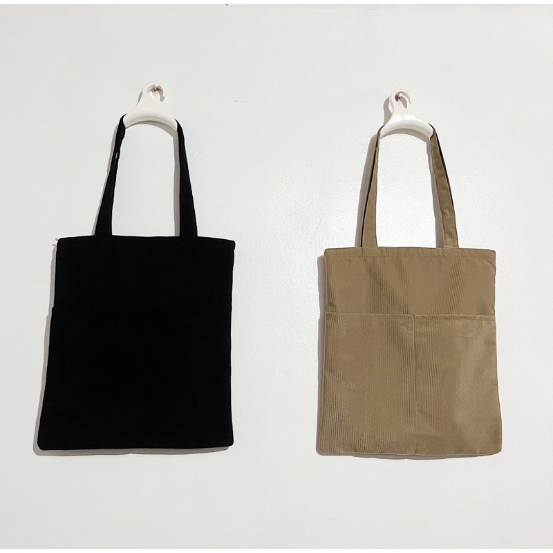 Large 2 Pocket Corduroy Tote Bag Three Pockets Inside Cordury