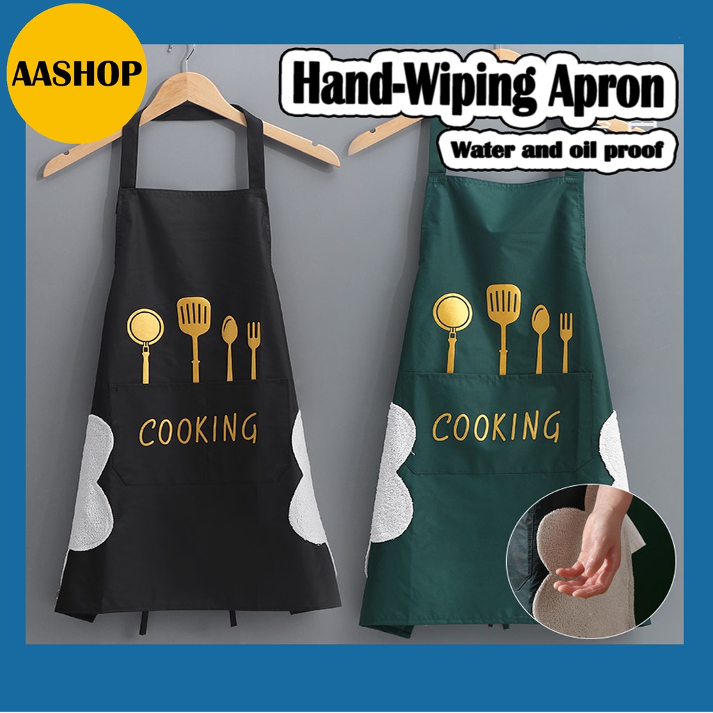 AASHOP Waterproof Kitchen Apron Chef BBQ Cooking Baking Apron With Big ...