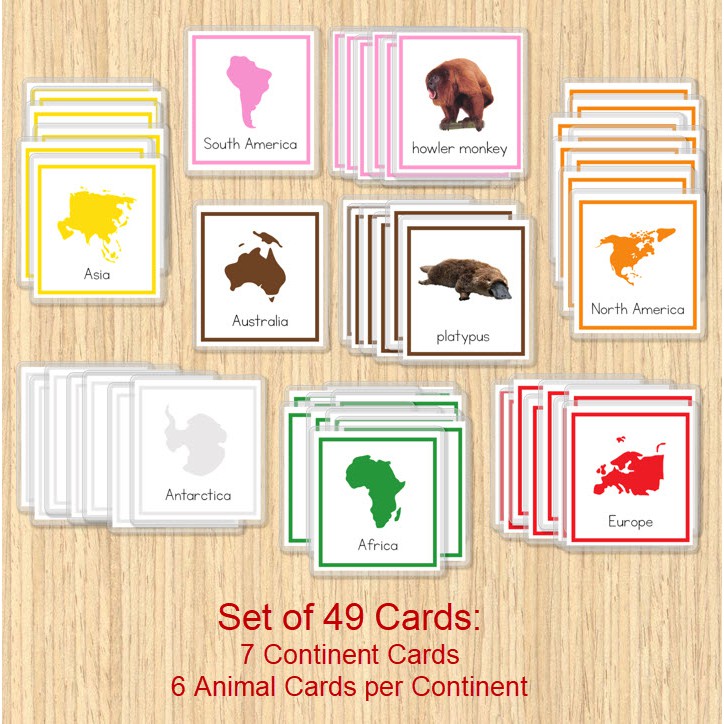 Animals and their Continents Sorting Cards - Set of 49 Cards - Flash ...