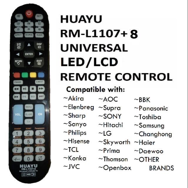 Huayu RM-L1107+8 Universal LED/LCD Remote Control with Media Play and 3D Buttons For Majority ...