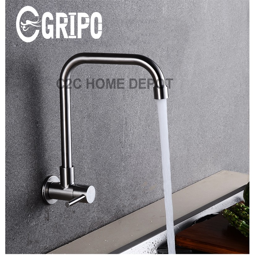 GRIPO 304 stainless 7 shape wall type kitchen faucet GP156 | Shopee ...