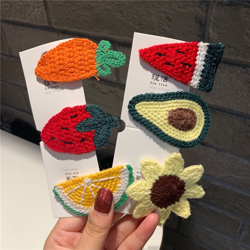 New hand hook wool fruit hairpin strawberry side clip bangs clip ...