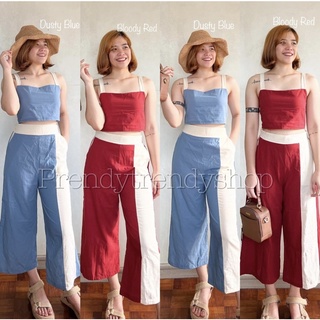 ZEBBI COMBI / COMBINATION TOP AND PANTS WITH POCKET COTTON LINEN(COORDS ...