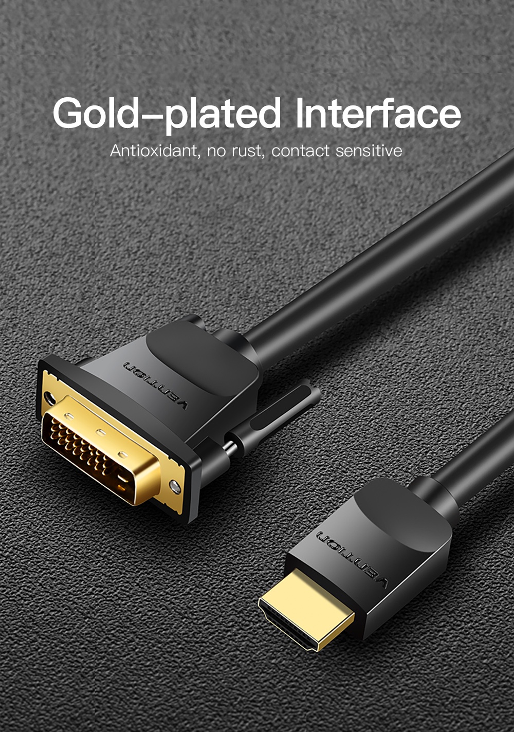 Vention Hdmi To Dvi Cable Bi-Directional Dvi-D 24+1 Male Support 1080P ...