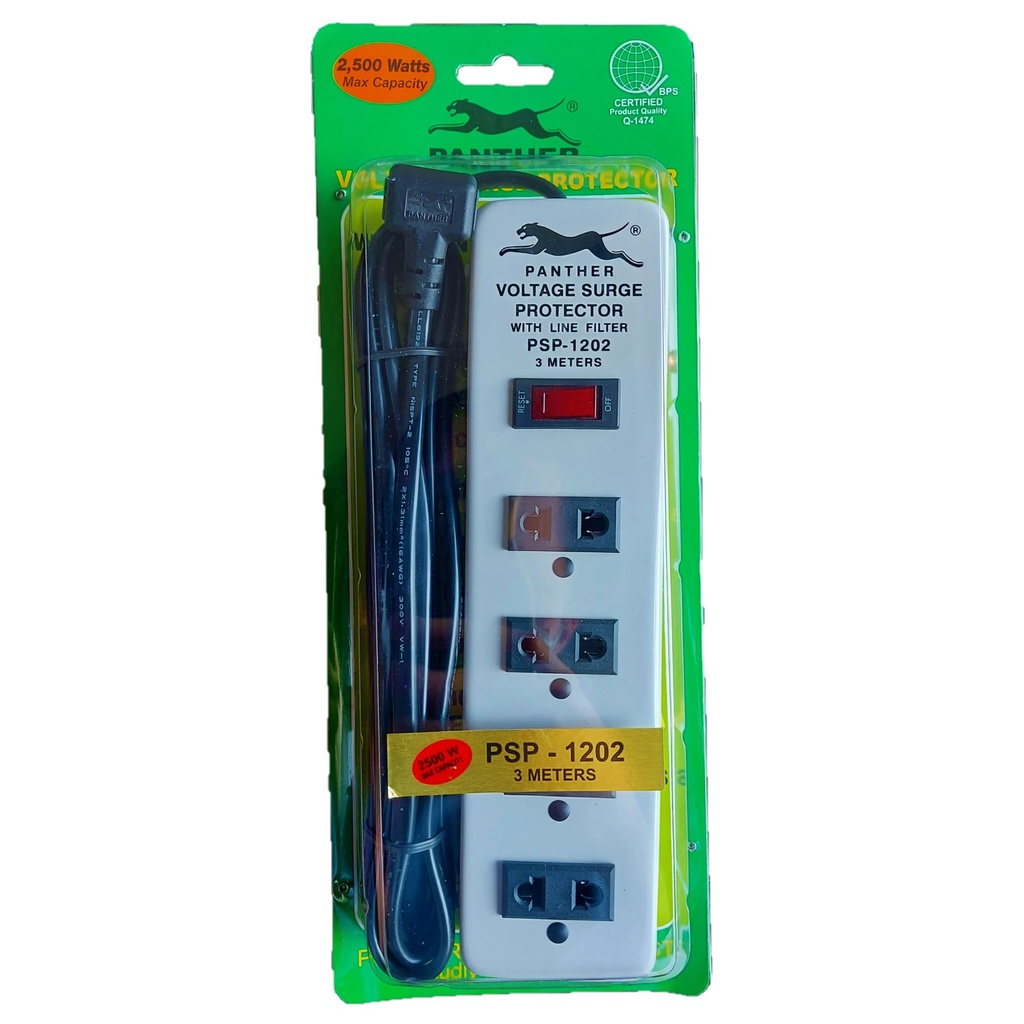 Panther Voltage Surge Protector Extension Cord Set 3M PSP1202 | Shopee ...