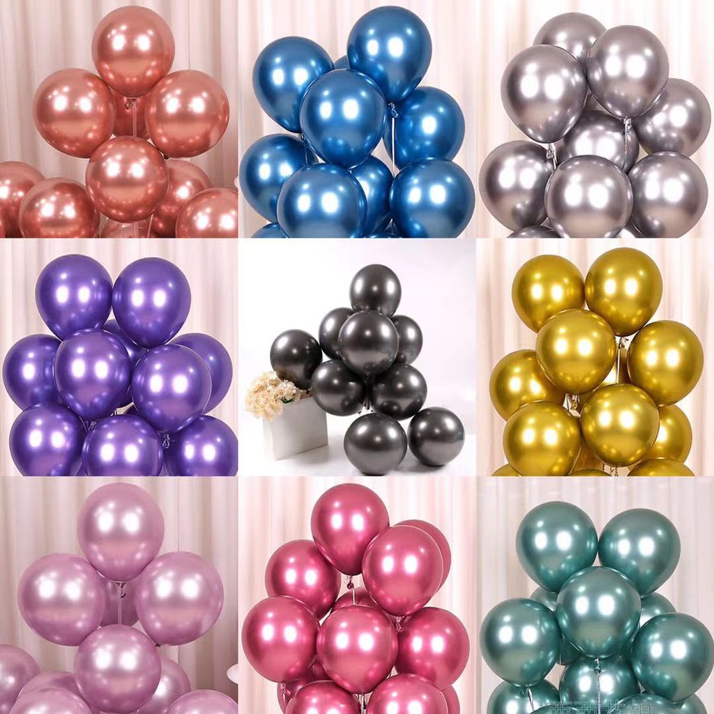 Chrome 10" Metallic latex Balloons (10pcs) birthday decor Party ballon ...