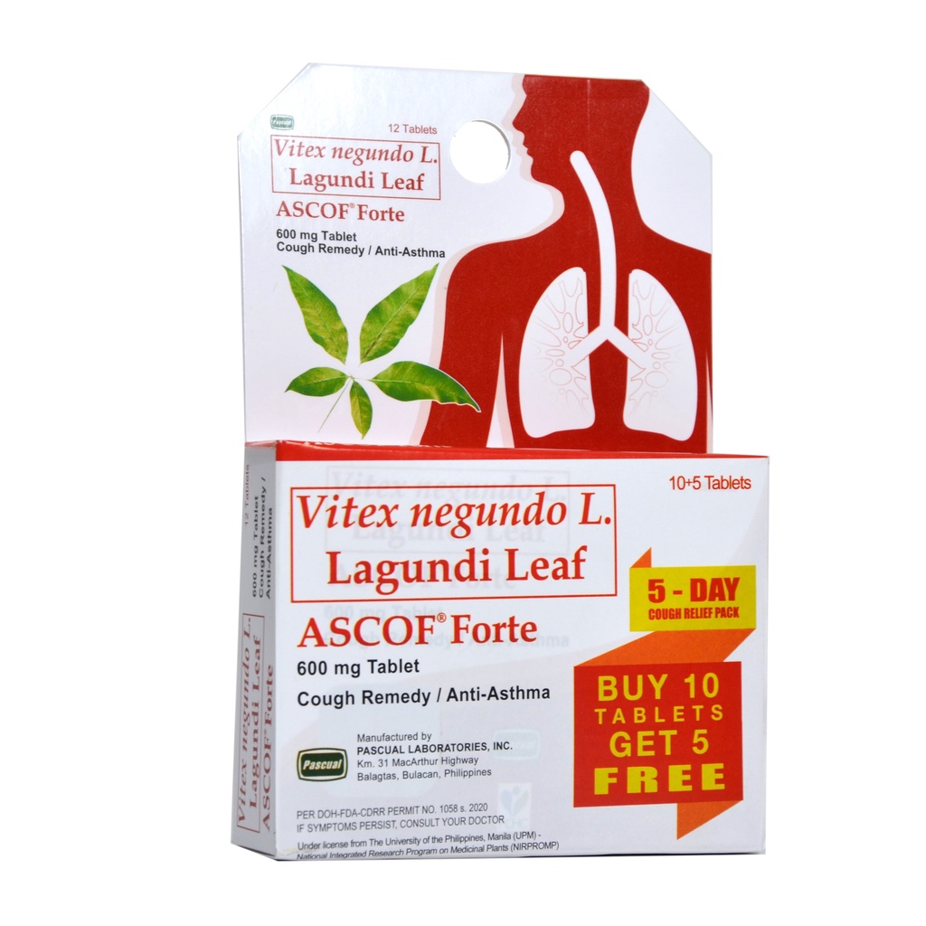 ASCOF Forte Buy 10 Tablets Get 5 Free (Vitex Negundo L. Lagundi Leaf ... ASCOF Forte Buy 10 Tablets Get 5 Free (Vitex Negundo L. Lagundi Leaf ...