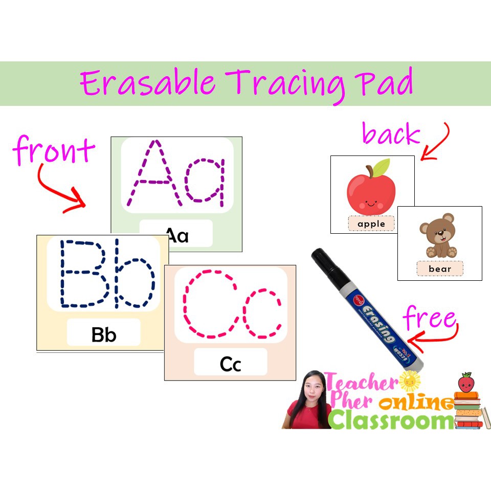 TRACEABLE LAMINATED Abc Trace Flashcard with English Beginning sound at ...