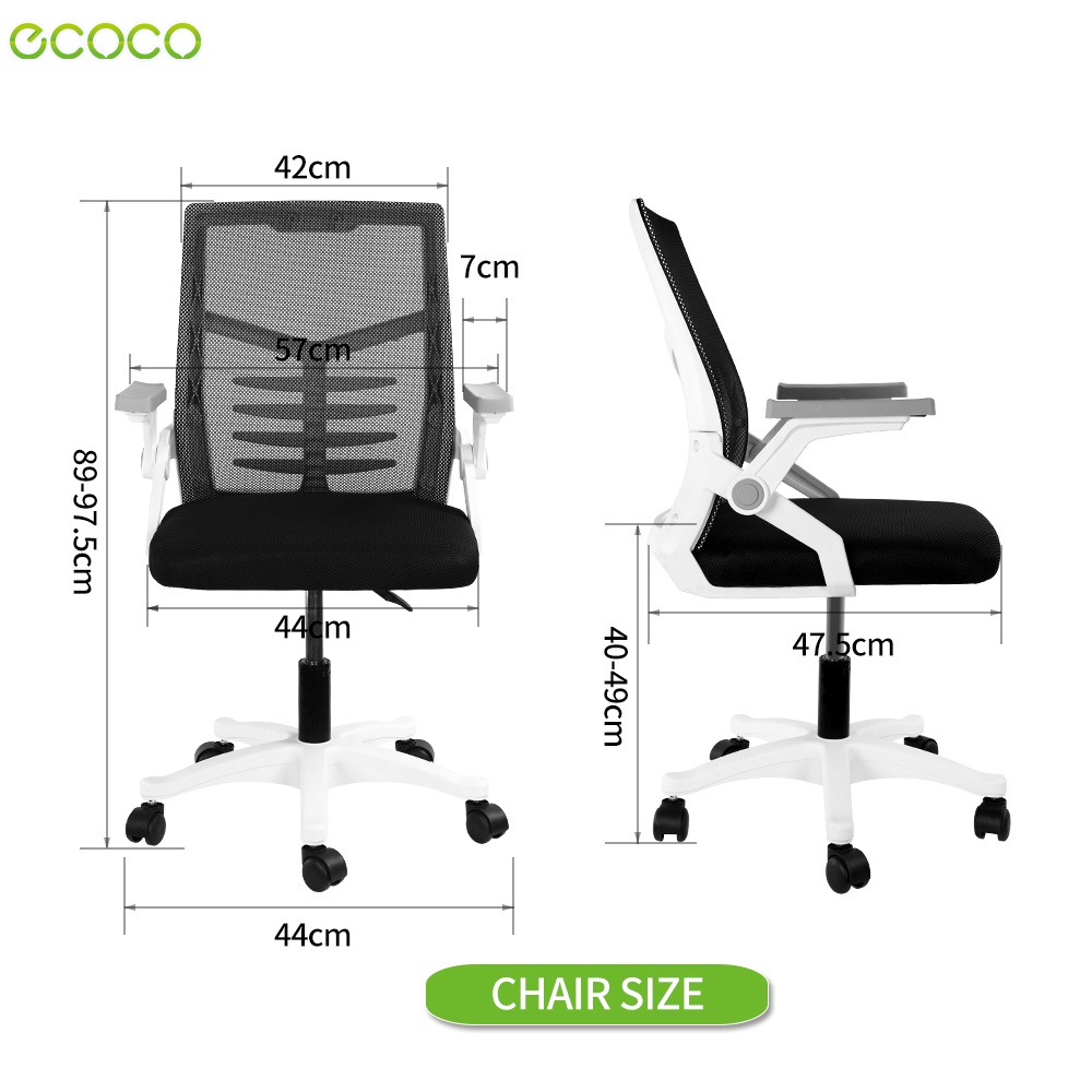 ECOCO Office Swivel Chairs Mesh Lumbar Support Mid-Back Heavy Weight On ...