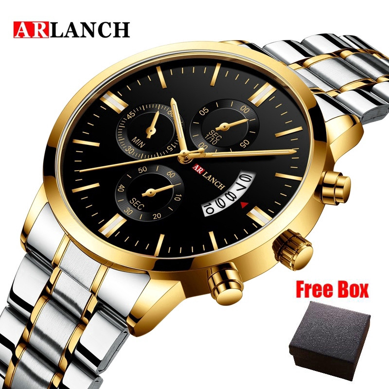 ARLANCH Business Men Watches Stainless Steel Waterproof Quartz Watch ...