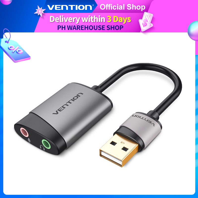 vention USB Sound Card Audio Adapter to 3.5mm Microphone 2 In 1 Stereo ...