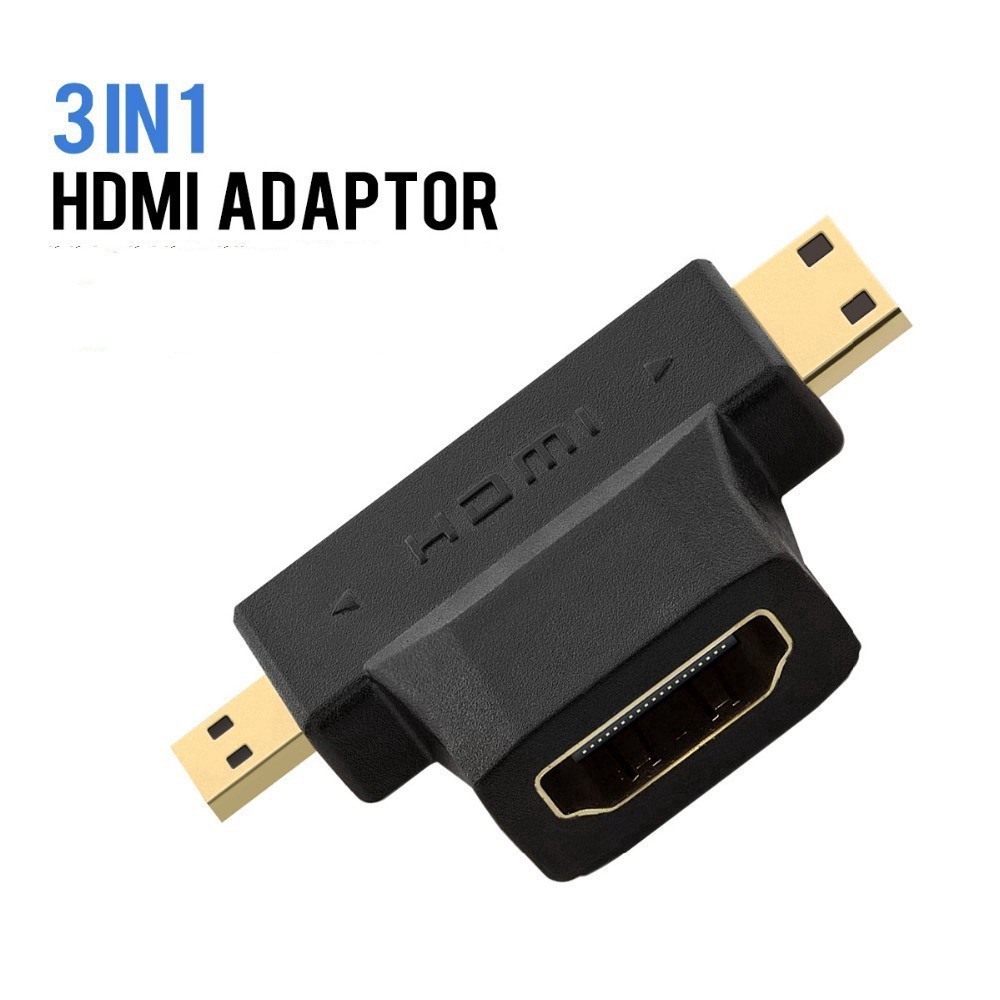 3 in 1 hdmi to mini micro hdmi adapter hd connector adapter t shape for ...