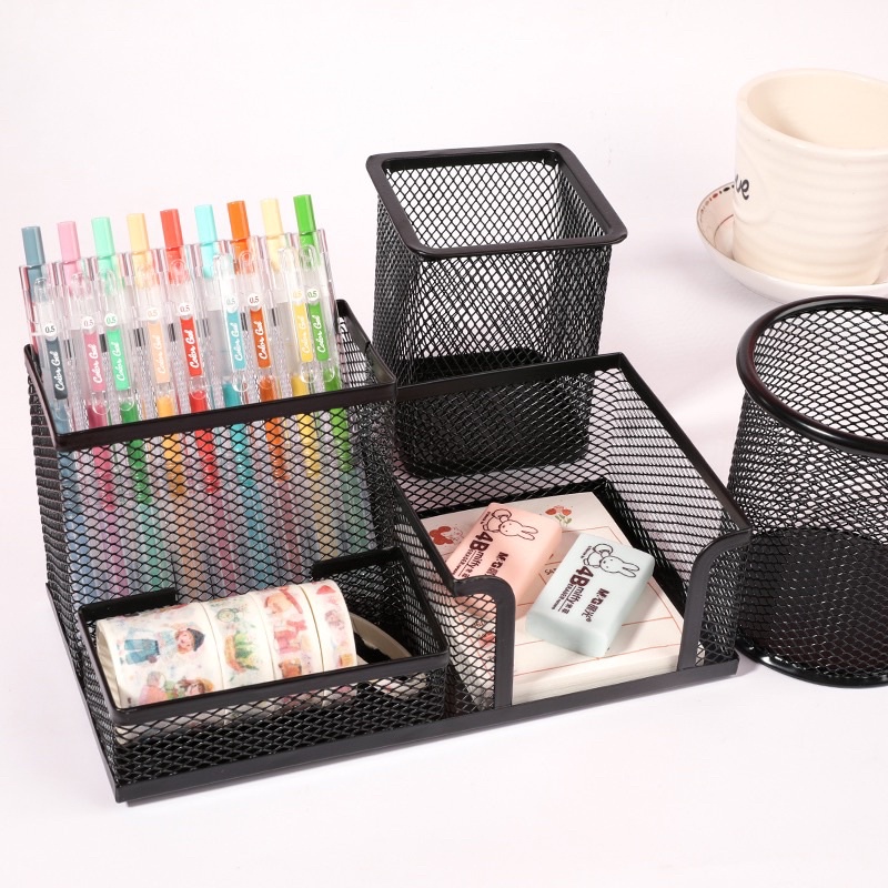 3 grids desk organizer/pen holder/storage/case,stainless steel,office ...