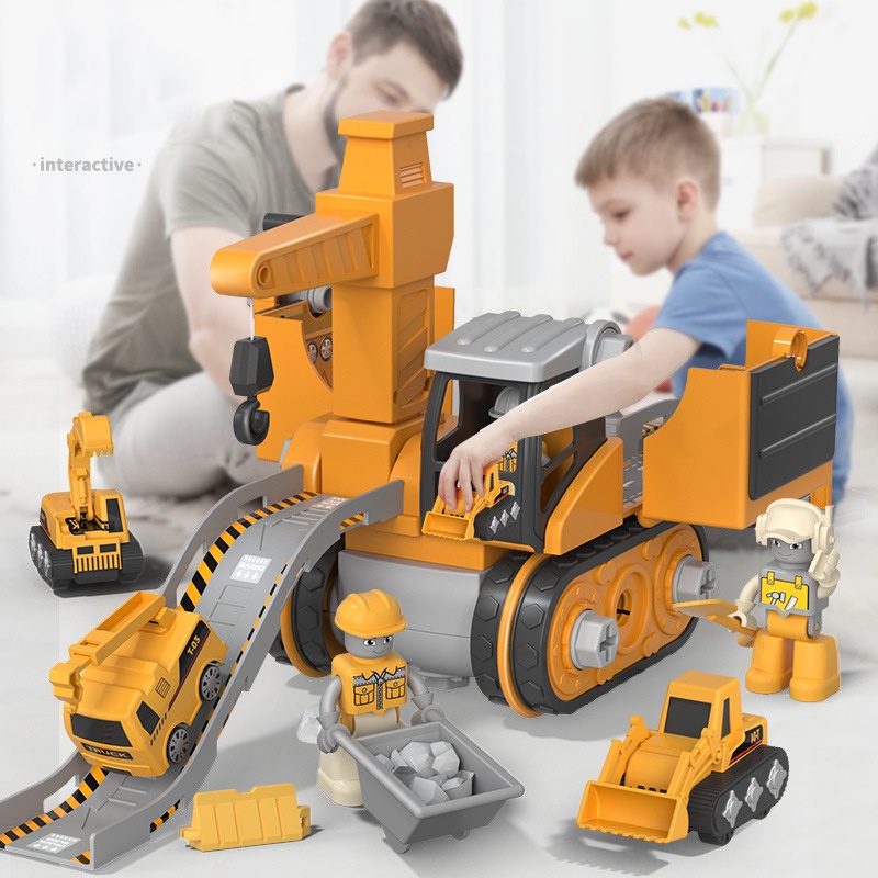 Kids Construction Toys Set Big Toy Excavator and Crane with Engineering ...