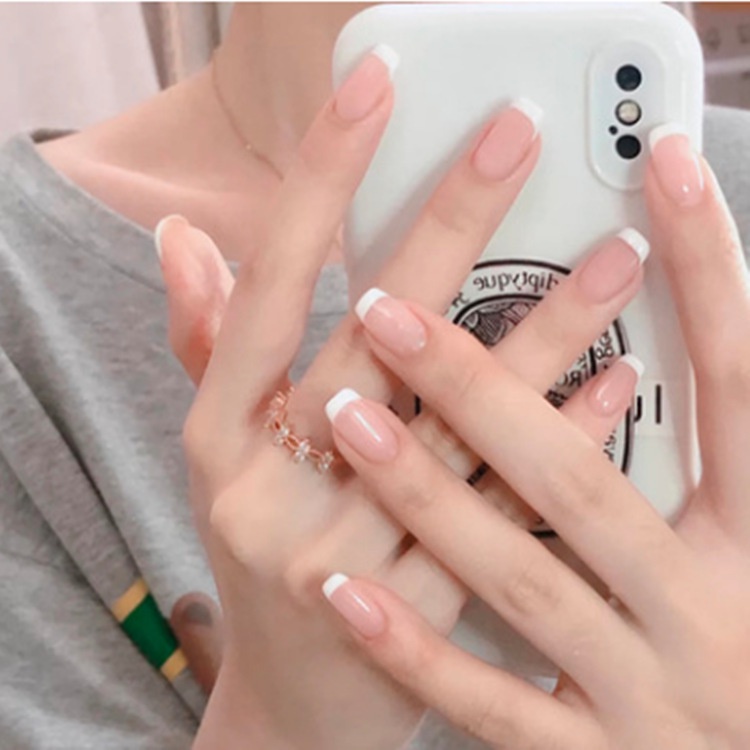 AKT 12pcs Fake Nails Set with Glue Set With Design False Nails Armored ...