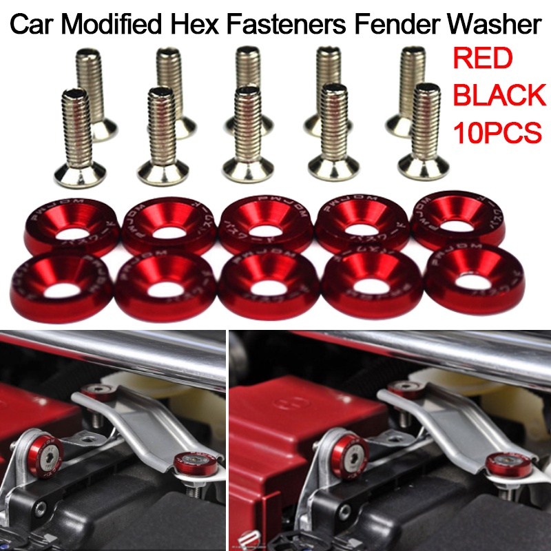 [Spot]10pc/Pack M6 JDM Style Fender Washers Aluminum Washers And Bolt ...