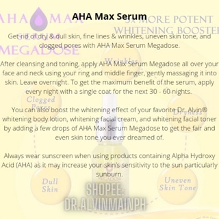 dr alvin AHA serum whitening aha max 15ml | Shopee Philippines