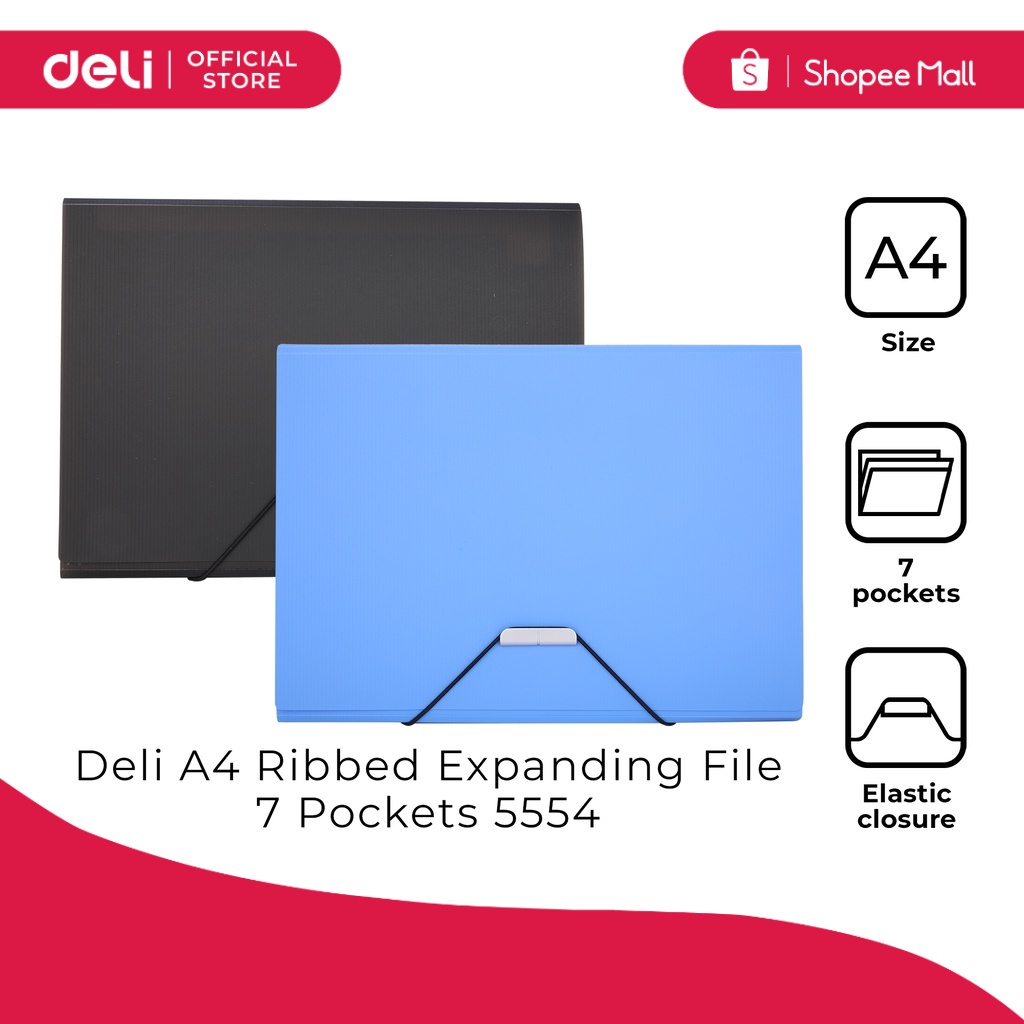 Deli 5554 File Organizer- A4 Ribbed Expanding File 7 Pockets (1PC ...