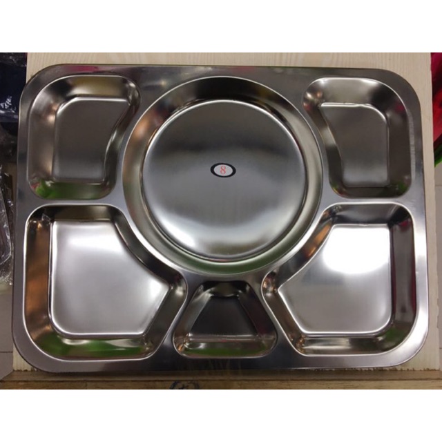 COD 6 Divider Rectangle Compartment Tray Plate Serving Mesh Tray Lunch ...