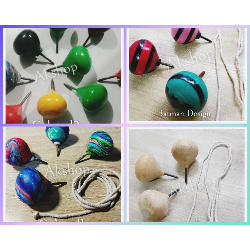 Wooden Colored/Plain Trumpo W/ Tali | Shopee Philippines