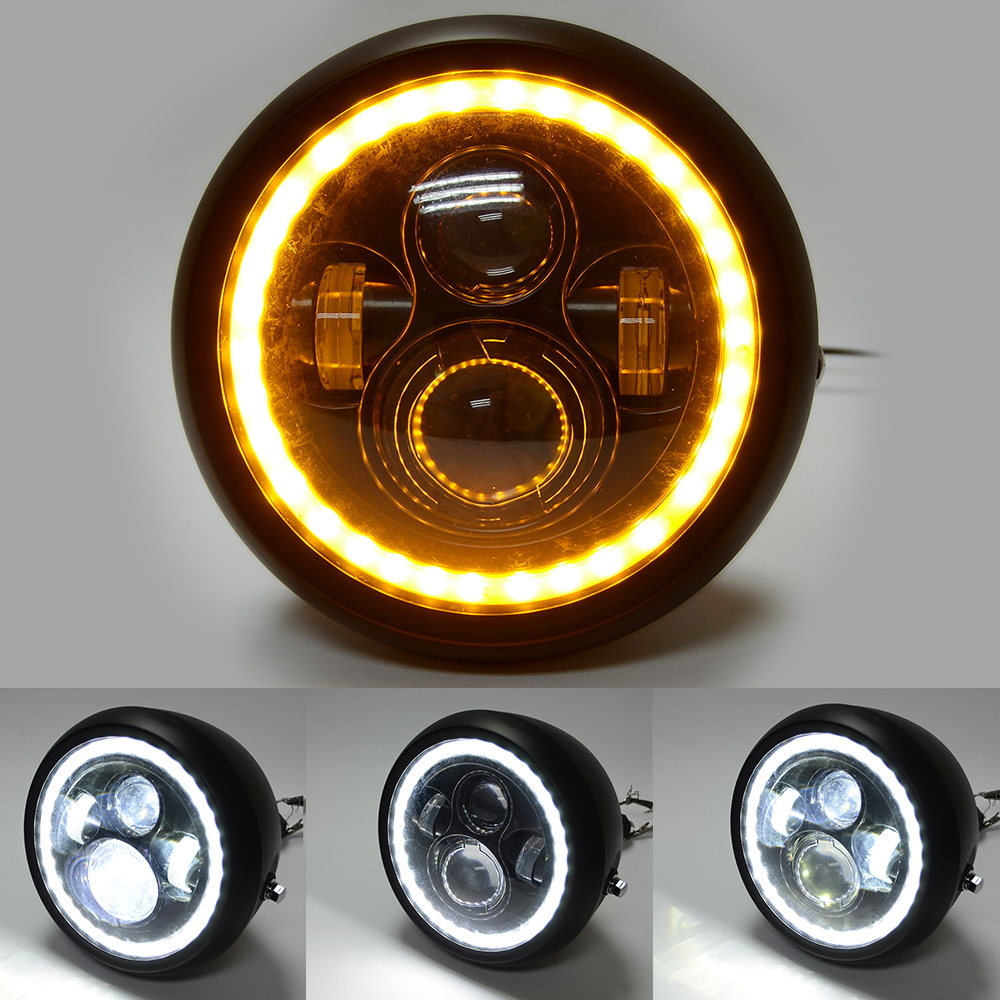 7.5 " Headlight Bulb Motorcycle and LED Headlamp for Cafe Racer with ...
