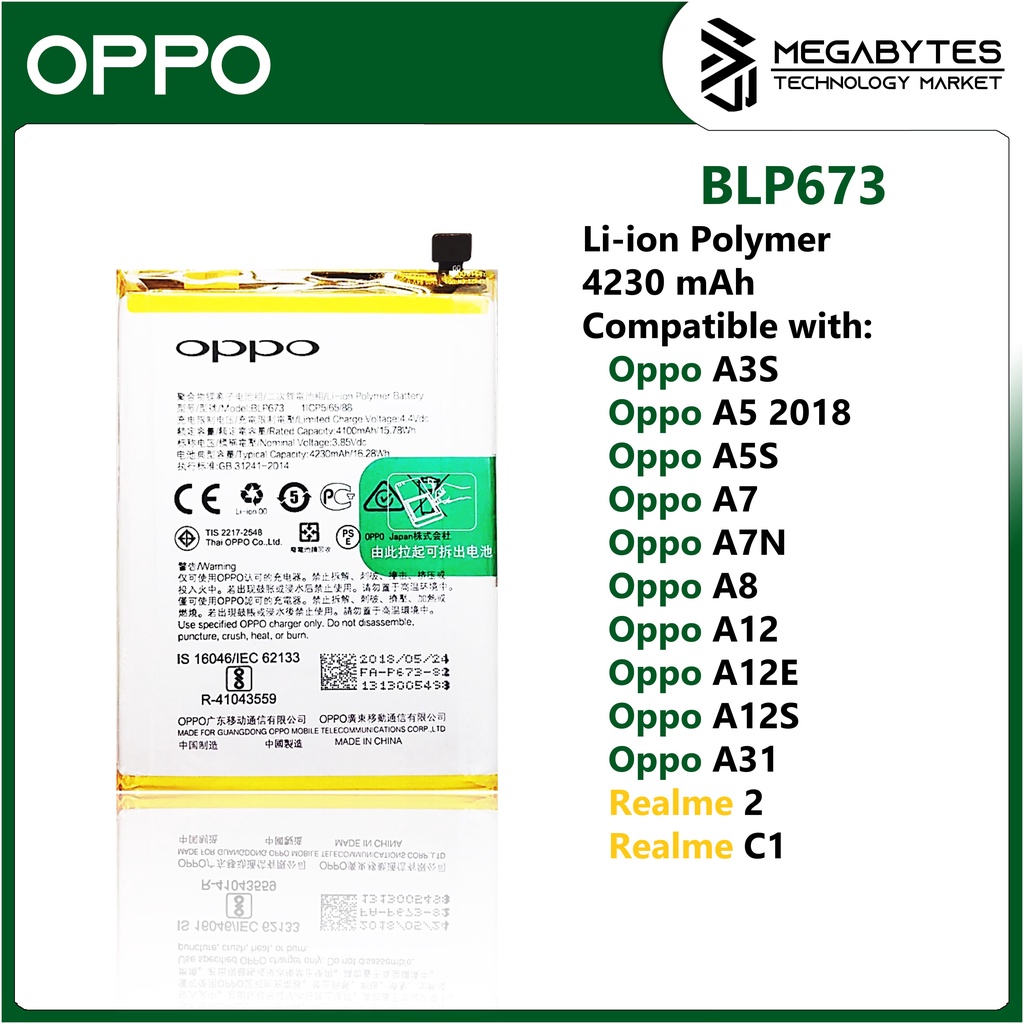 Original Original Oppo A5S Battery BLP673 4230mAh Capacity presyo ₱780
