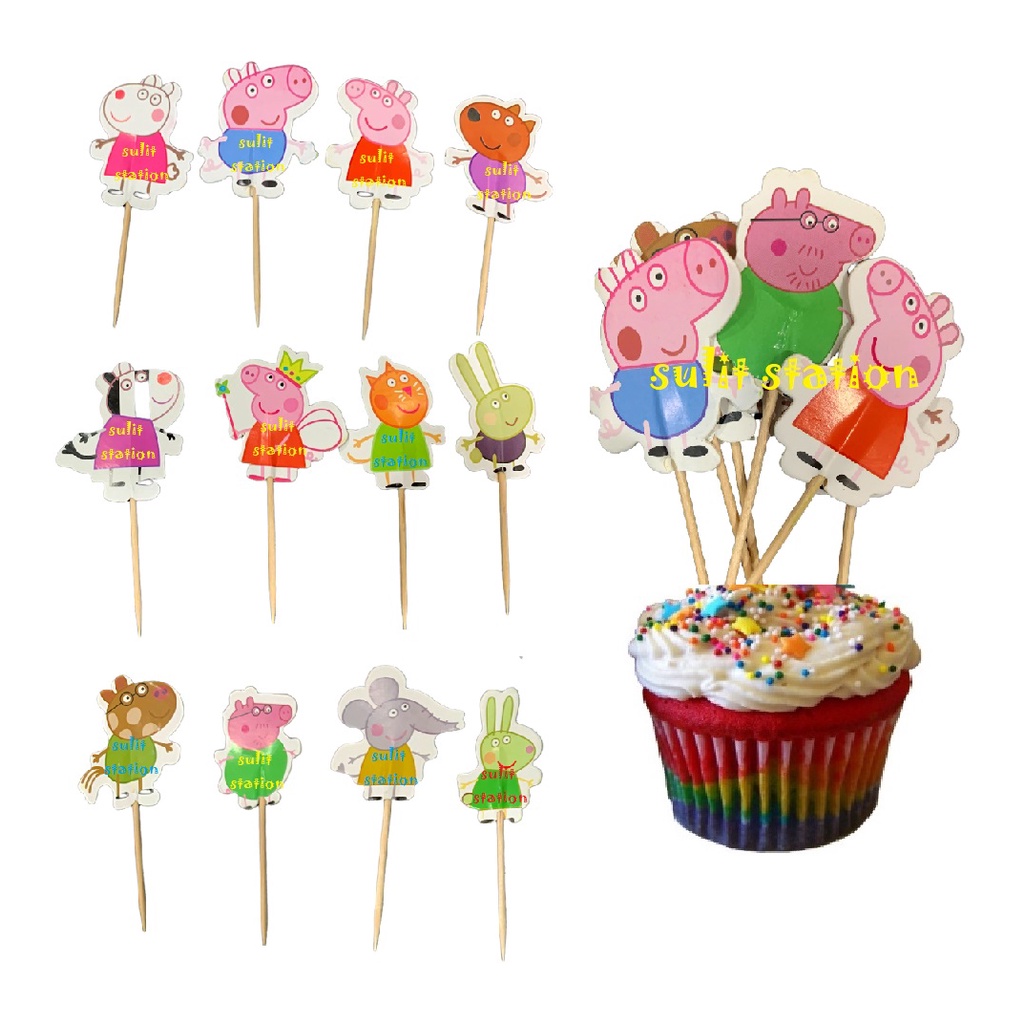 GEORGE PIG CUPCAKE TOOTHPICK CAKE TOPPER party giveaways decorations ...