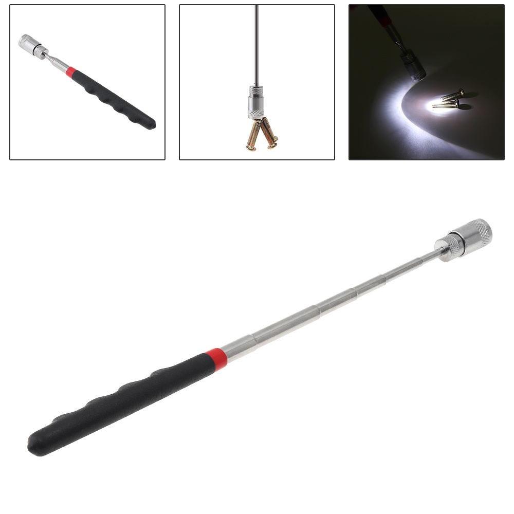 Telescopic Pick UP Tool with Bright LED Light Flexible Spring Magnet ...