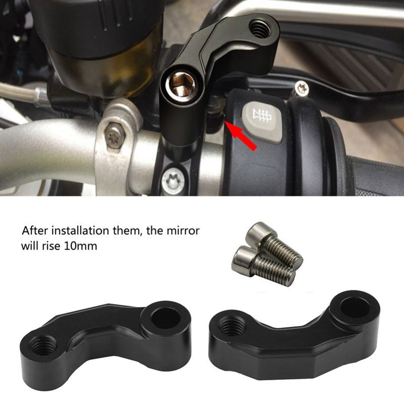 10mm Motorcycle CNC Rearview Mirror Adapter Kit Riser Mount Bracket ...