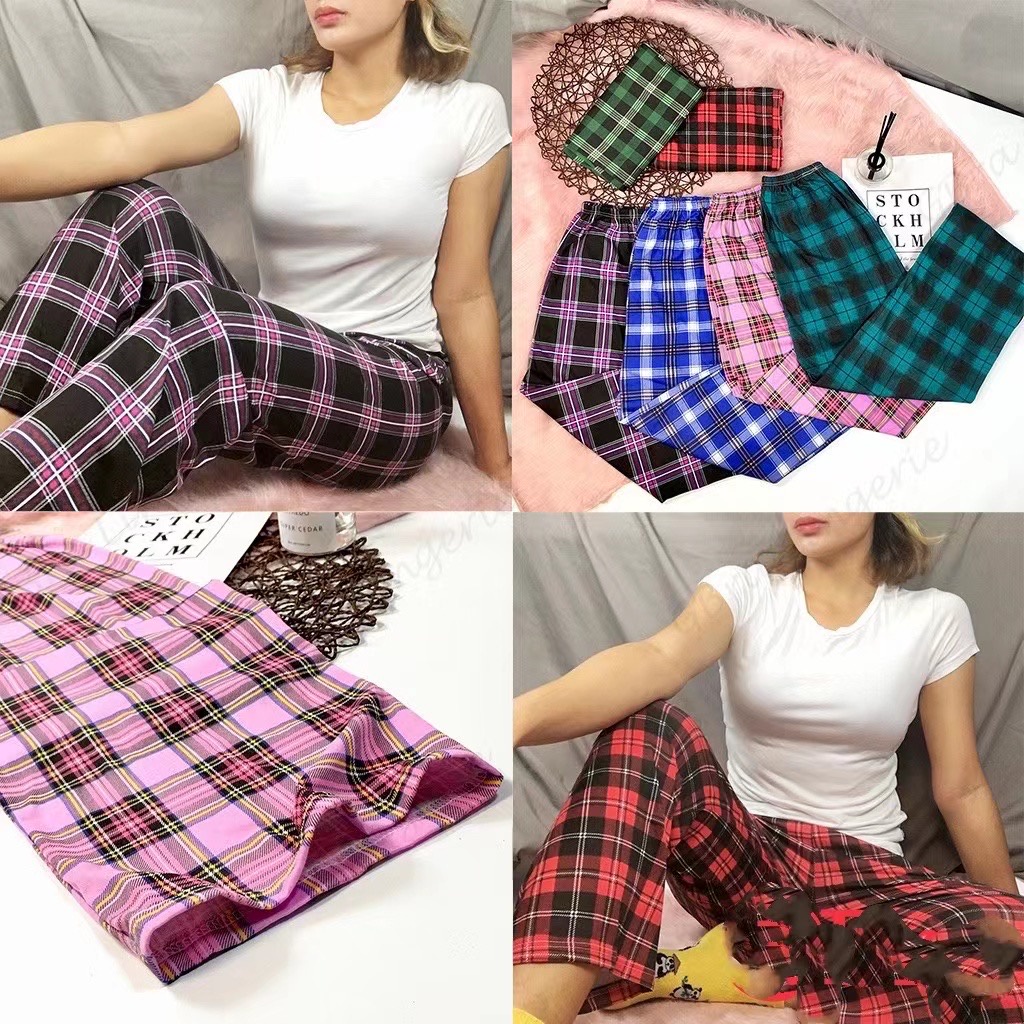 Checkered Cotton Pajama Pants For Women SleepWear | Shopee Philippines