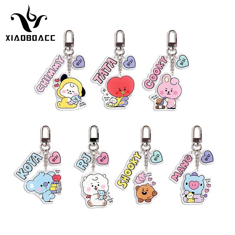 XiaoboACC BT21 Kpop Idol Keychain BTS Lovely Car Bag Doll Pendant Key ...