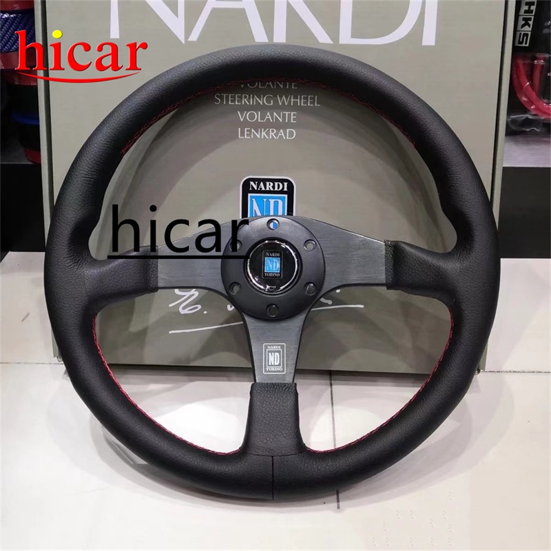 Nardi Steering Wheel Flat Style Real Leather 14inch 350mm Auto Racing ...