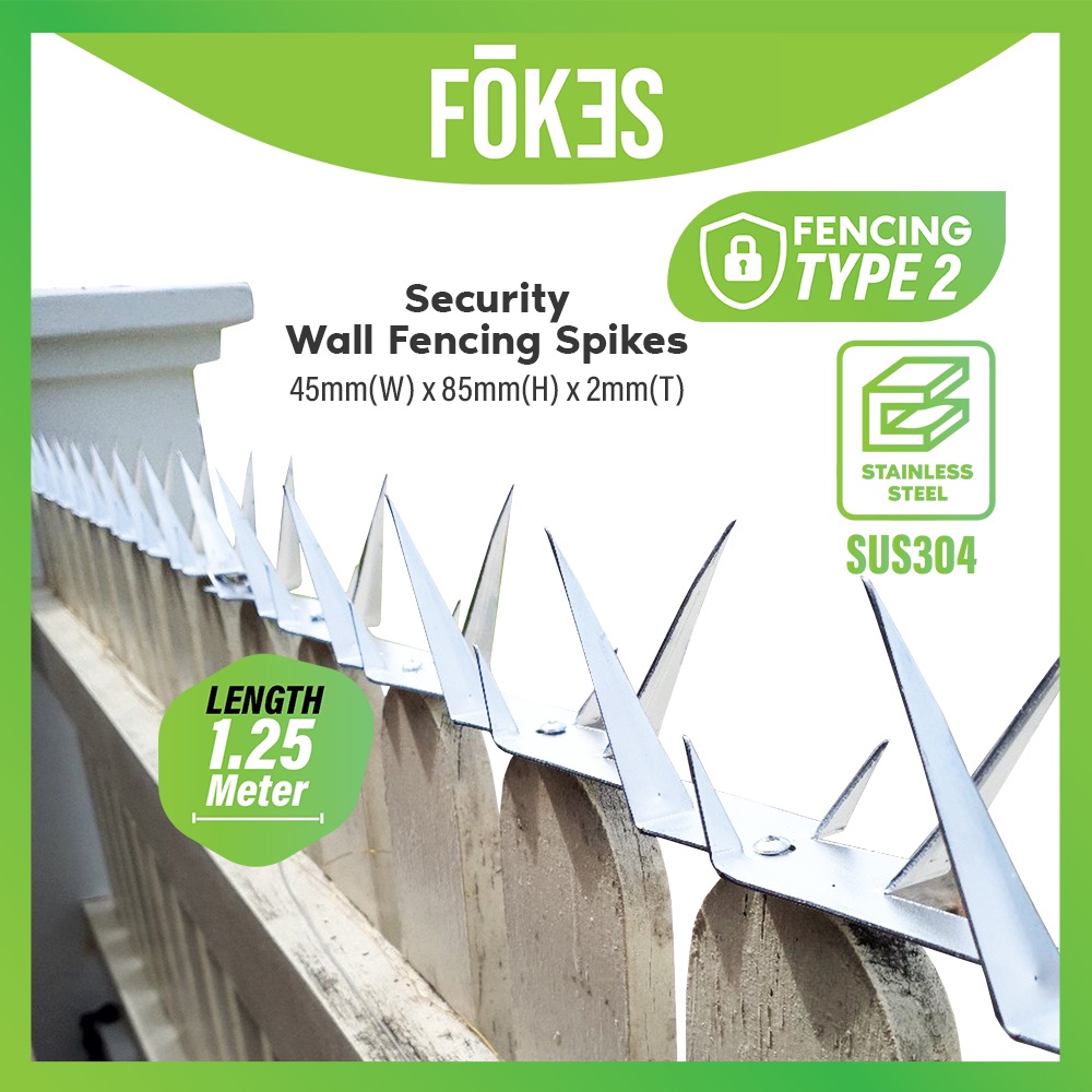 Pagar Rumah Stainless Steel Security Wall Fencing Spikes Type 2 1.25M ...