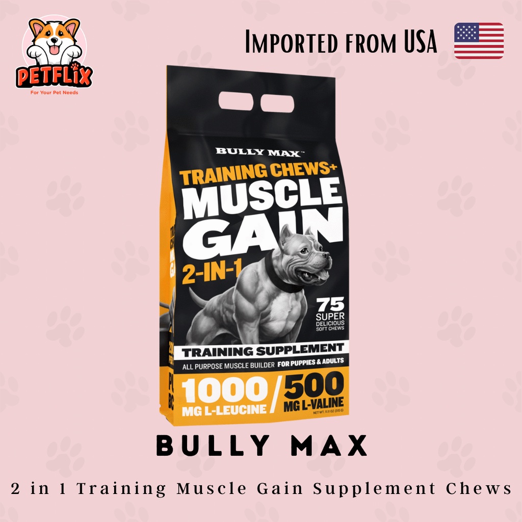 Bully Max 2 in 1 Muscle Gain Training Chews+ Muscle Builder for Puppies ...