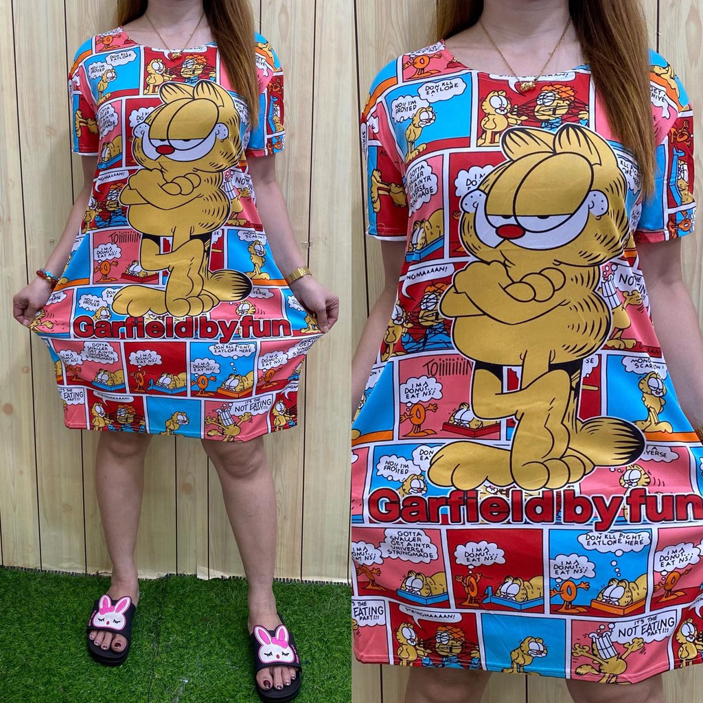 GARFIELD DRESS KOREAN COTTON FIT SMALL TO LARGE | Shopee Philippines