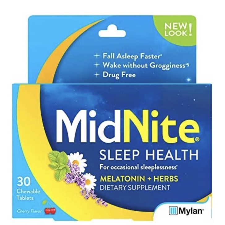 Mylan MidNite Drug-Free Sleep Aid, Chewable Tablets with Melatonin ...