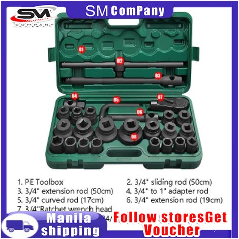 Drive impact socket kit, 3/4"-1" Driver Deep Impact Socket Set, 6 ...