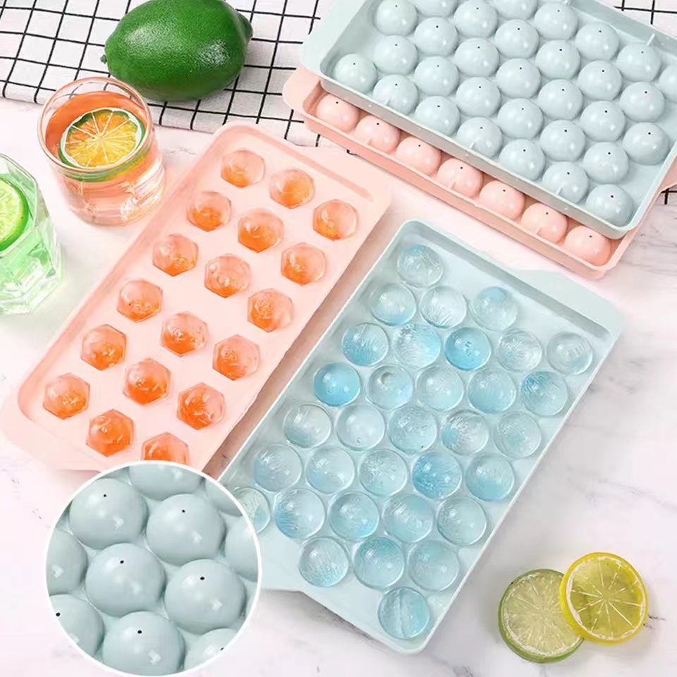 33 Grids Round Ice Cube Whiskey Ice Cube Molder, Cube Maker Ball Mold ...