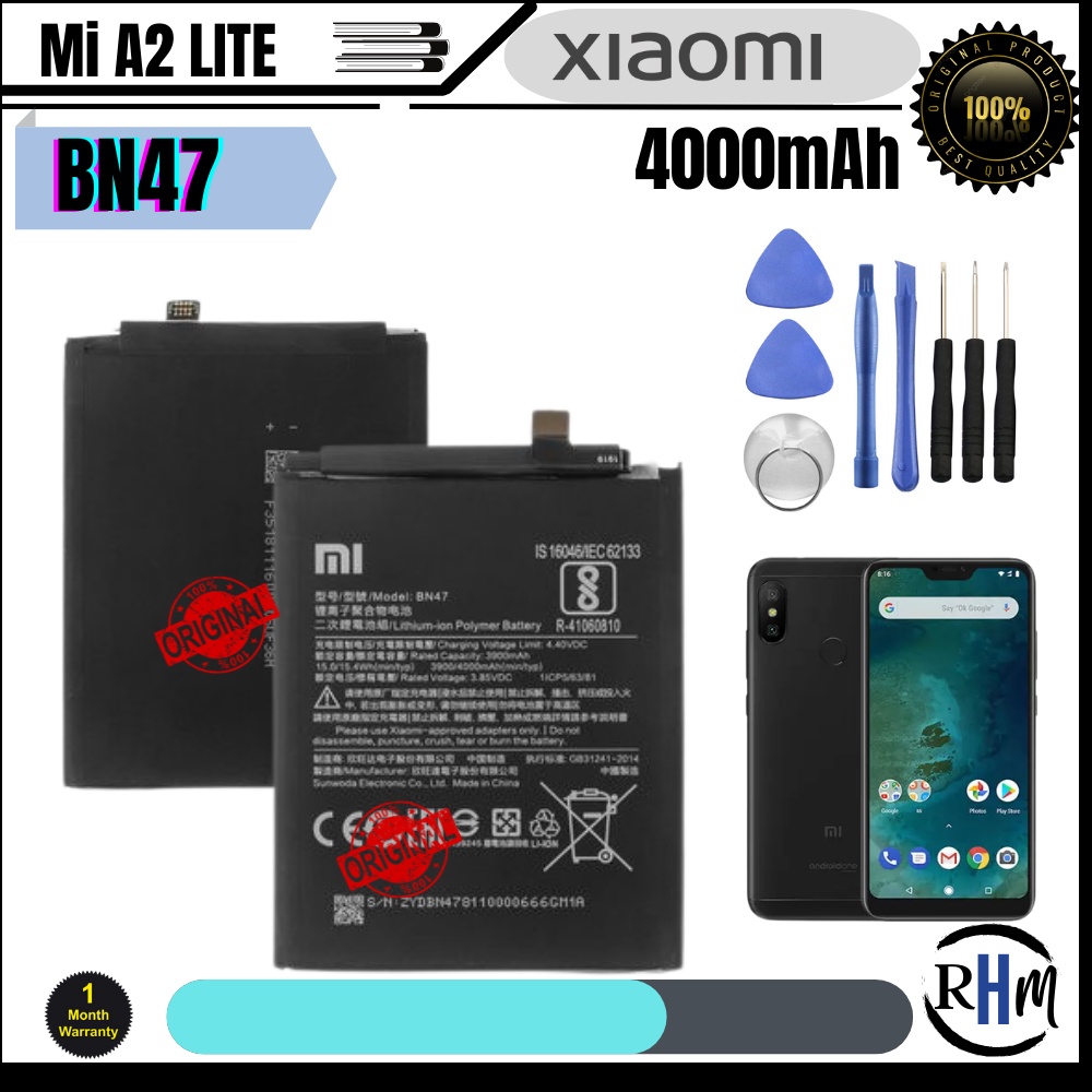 XIAOMI Redmi 6 Pro, Mi A2 Lite Battery, Model BN47 Original Lithium ion ...