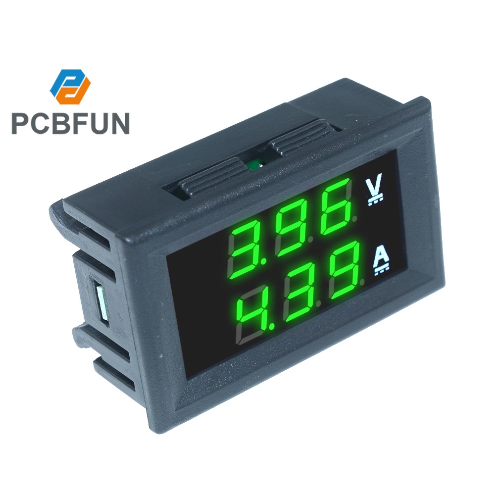 Pcbfun Dc 100V 10A Green + Dual Led Volt Amp Meter Gauge Digital ...